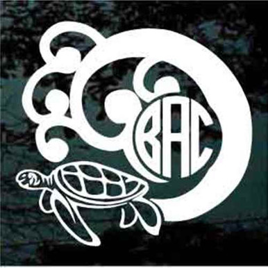 Sea Turtle Monogram Car Decals & Window Stickers | Decal Junky