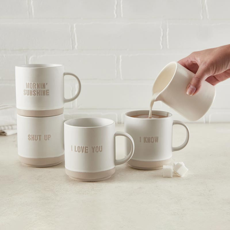 Face to Face Stackable Mugs - Mornin' Sunshine/Shut Up - Set of 2 ...