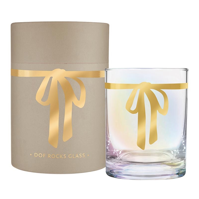 DOF Rocks Glass - Gold Bow - [Wholesale]Santa Barbara Design Studio