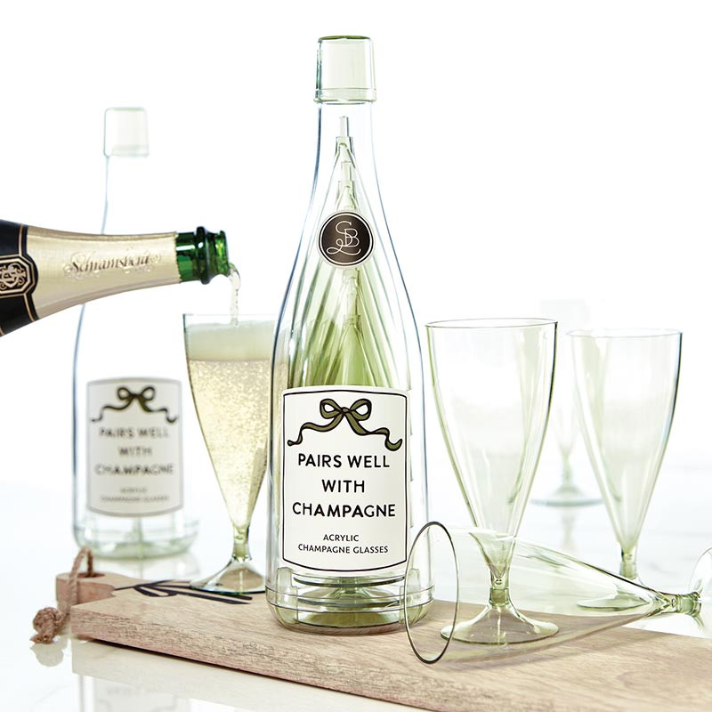 Acrylic Champagne Bottle + Glasses - Pairs Well - [Wholesale]Santa ...