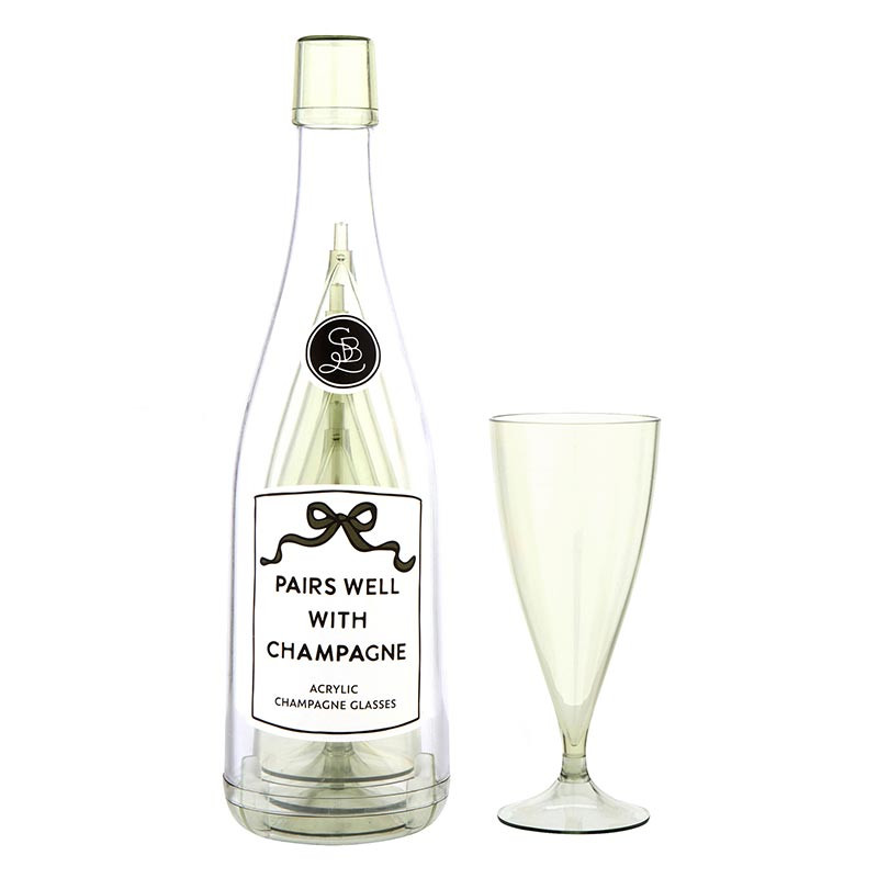 Acrylic Champagne Bottle + Glasses - Pairs Well - [Wholesale]Santa ...