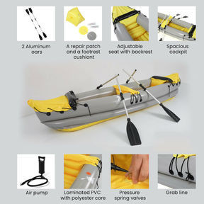 Wilderness 2 Person Inflatable Kayak with Pump, Adjustable Seats and 2 ...
