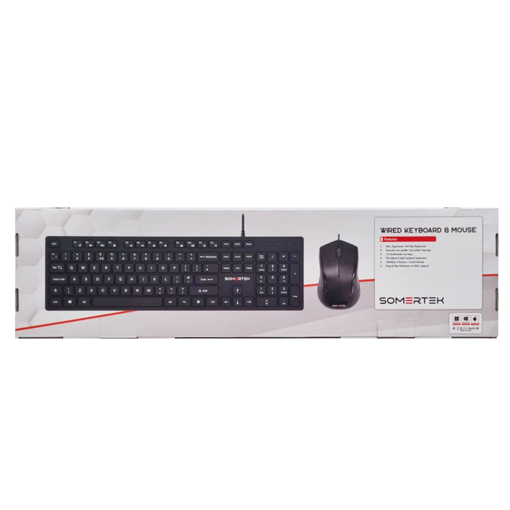 Somertek SC735 USB Wired Keyboard & Mouse Combo Set
