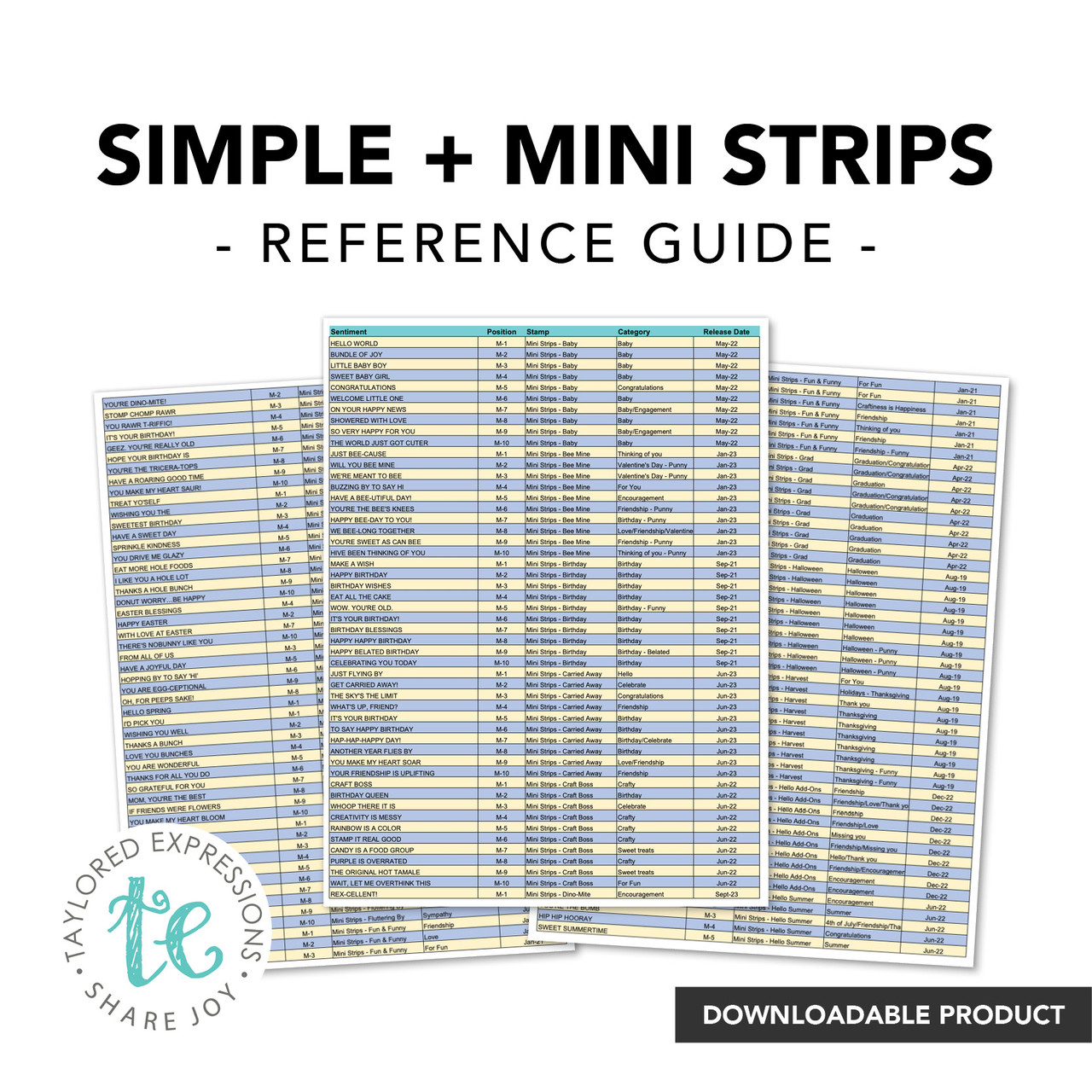 Simple & Mini Strips Reference Guide - Digital Download