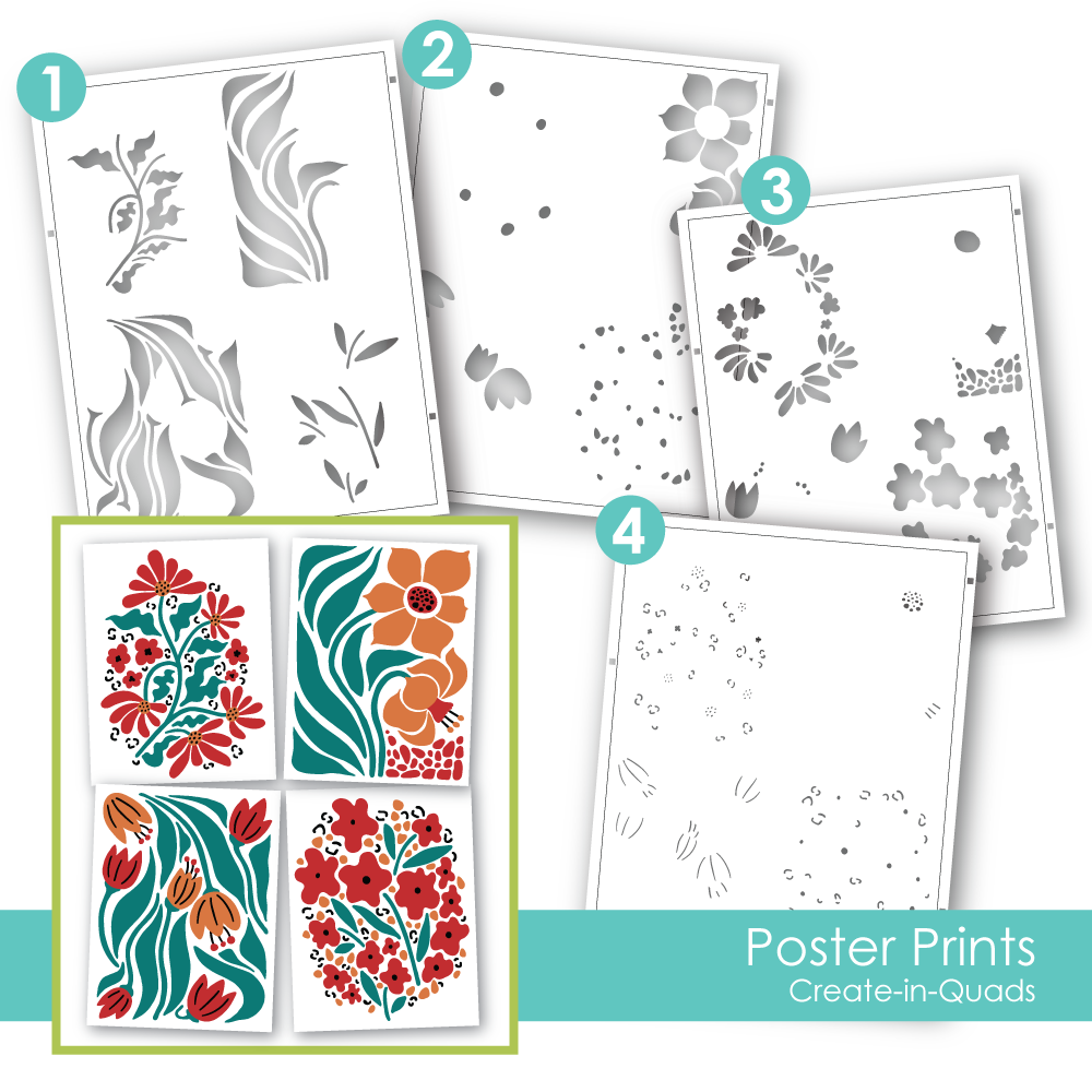 Shop - Stencils - Create-in-Quads Layering Stencils - Taylored Expressions