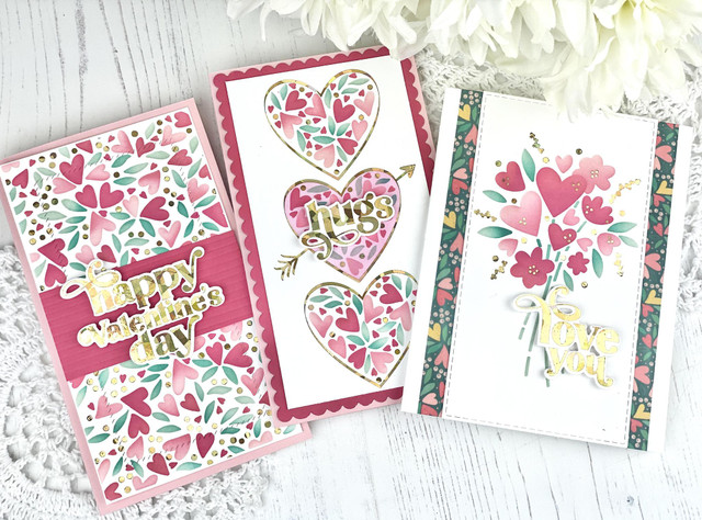 Foil It - Triple Slim Hearts in Bloom