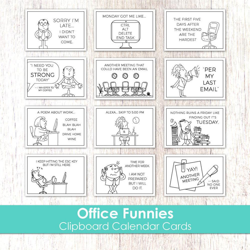 Clipboard Calendar Cards - Office Funnies