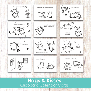 Clipboard Calendar Cards - Hogs & Kisses