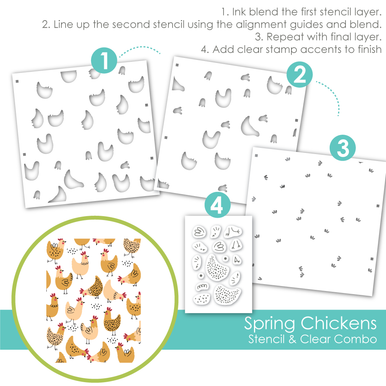 Spring Chickens Stencil & Clear Combo