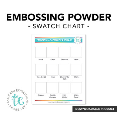 TE Embossing Powder Swatch Chart - Digital Download