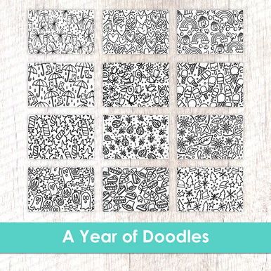 A Year of Doodles Coloring Sheets