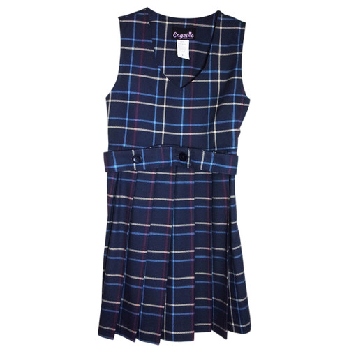 Girls School Uniform Scoop Neck Plaid Pleated Jumper w/Belt (Plaid BB ...