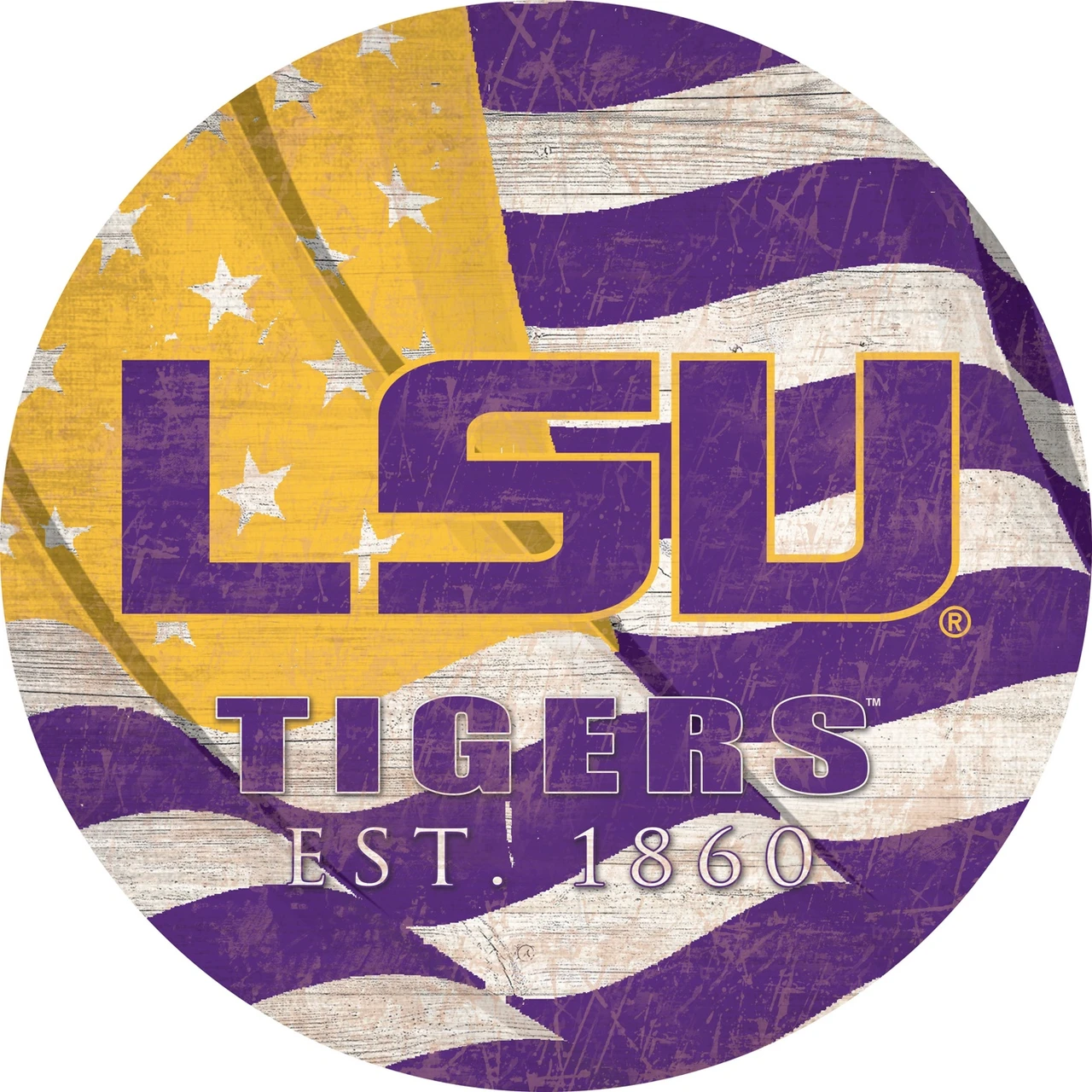 LSU Tigers 12" Team Color Logo State Sign - Sports Unlimited