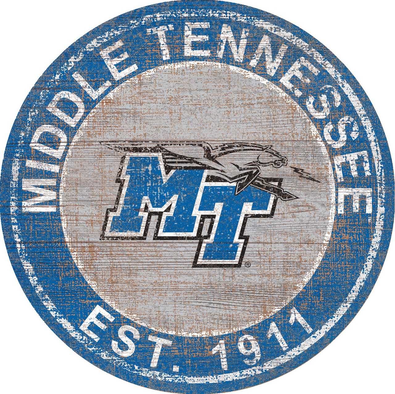 Middle Tennessee State Blue Raiders 24" Heritage Logo Round Sign ...