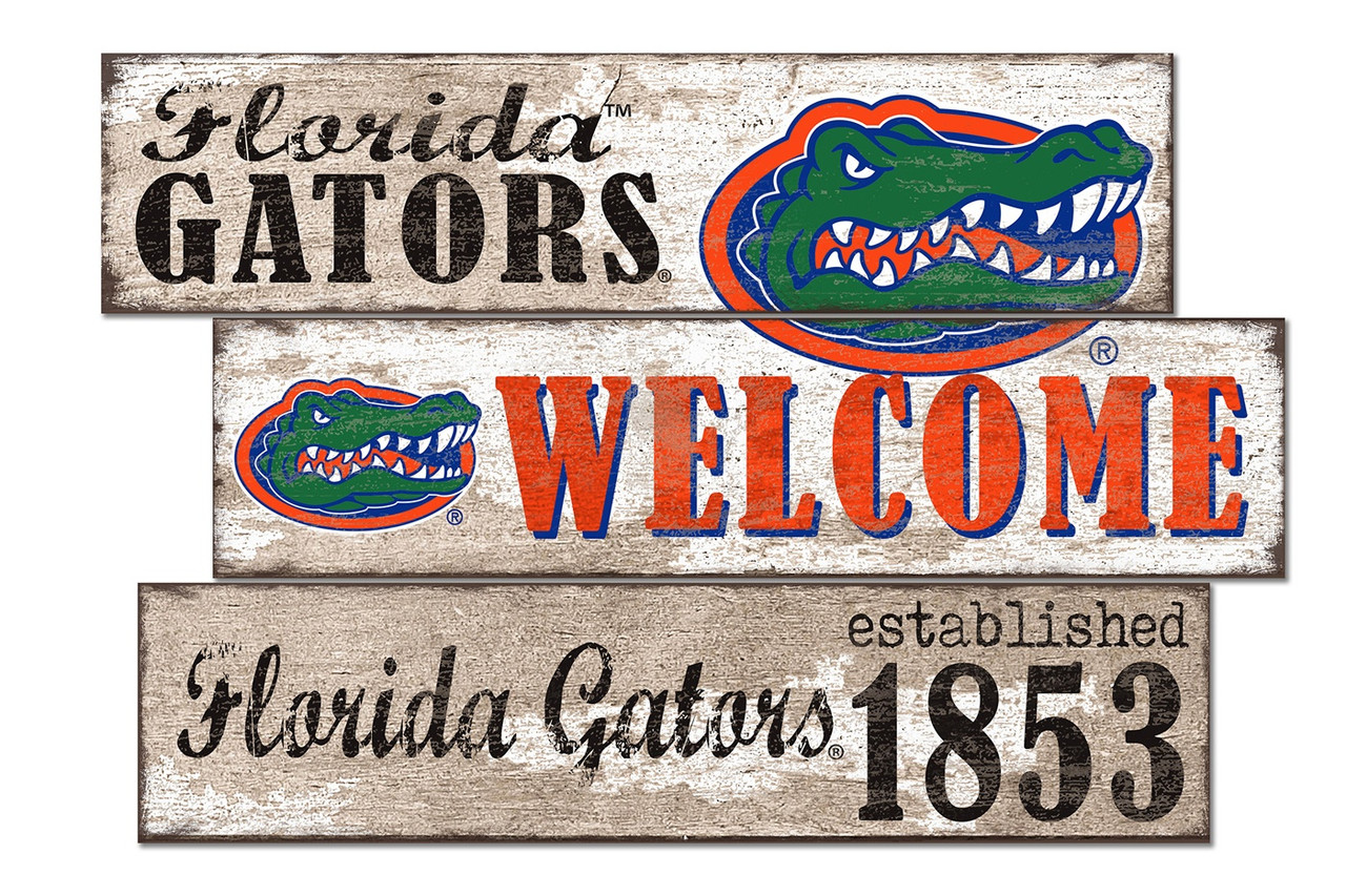 Florida Gators Welcome 3 Plank Sign - Sports Unlimited