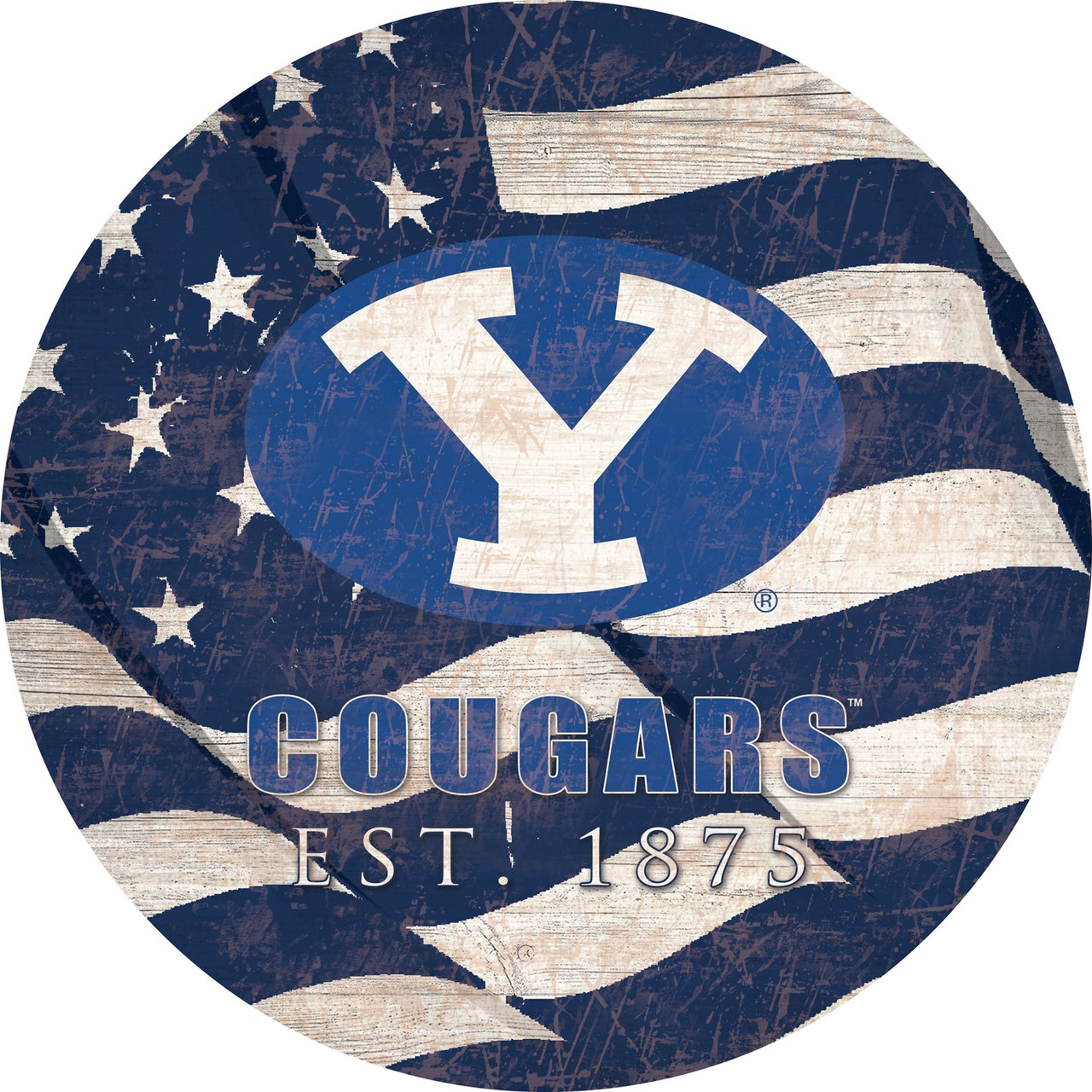 BYU Cougars 24" Team Color Flag Circle Sign - Sports Unlimited