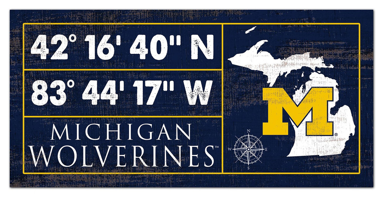 Michigan Wolverines Horizontal Coordinate 6" x 12" Sign - Sports Unlimited