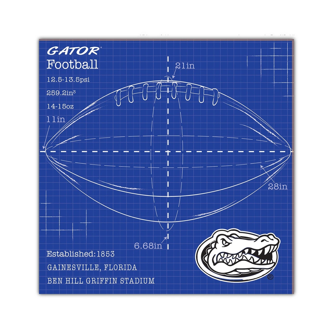 Florida Gators Ball Blueprint 10" x 10" Sign - Sports Unlimited