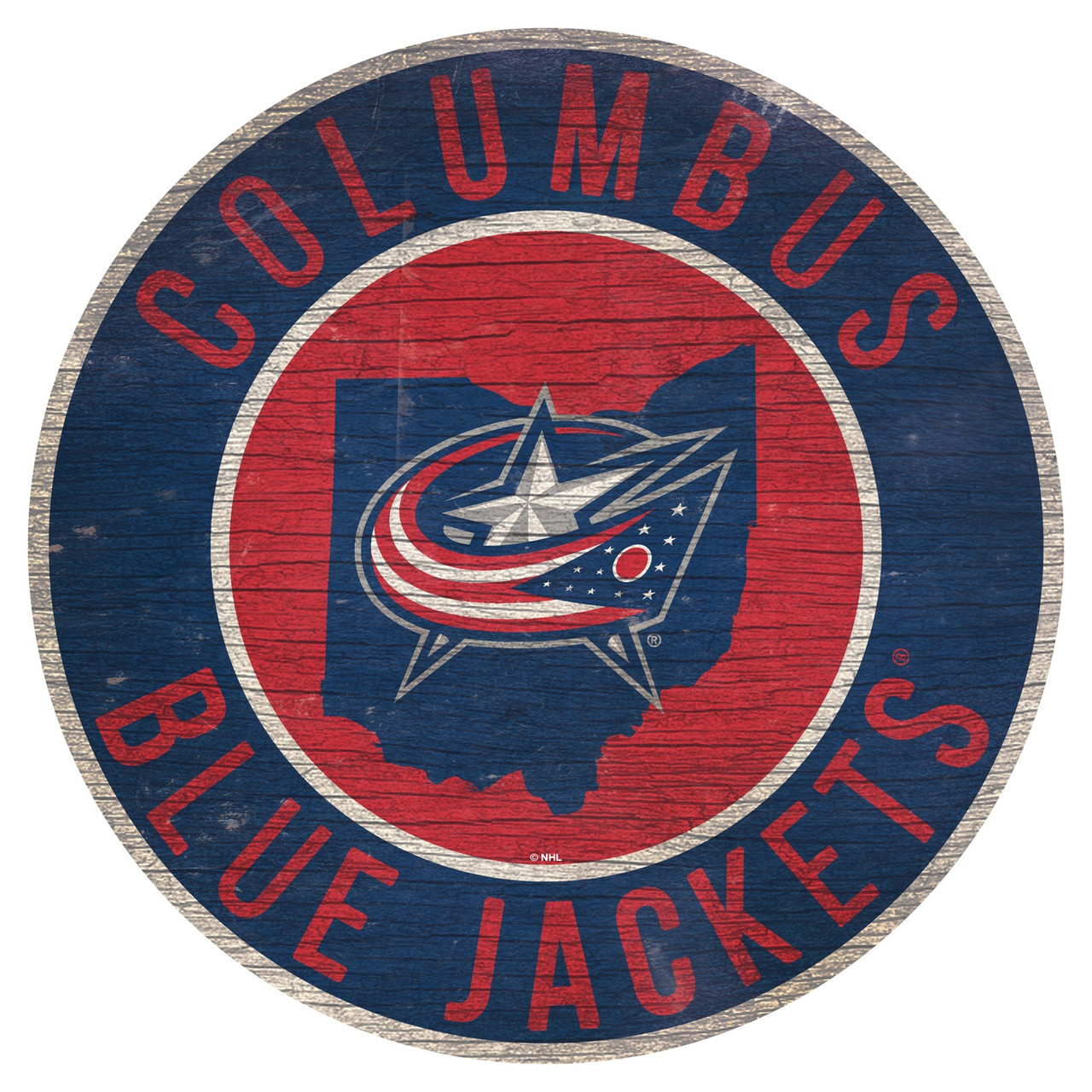 Columbus Blue Jackets 12" Circle with State Sign - Sports Unlimited