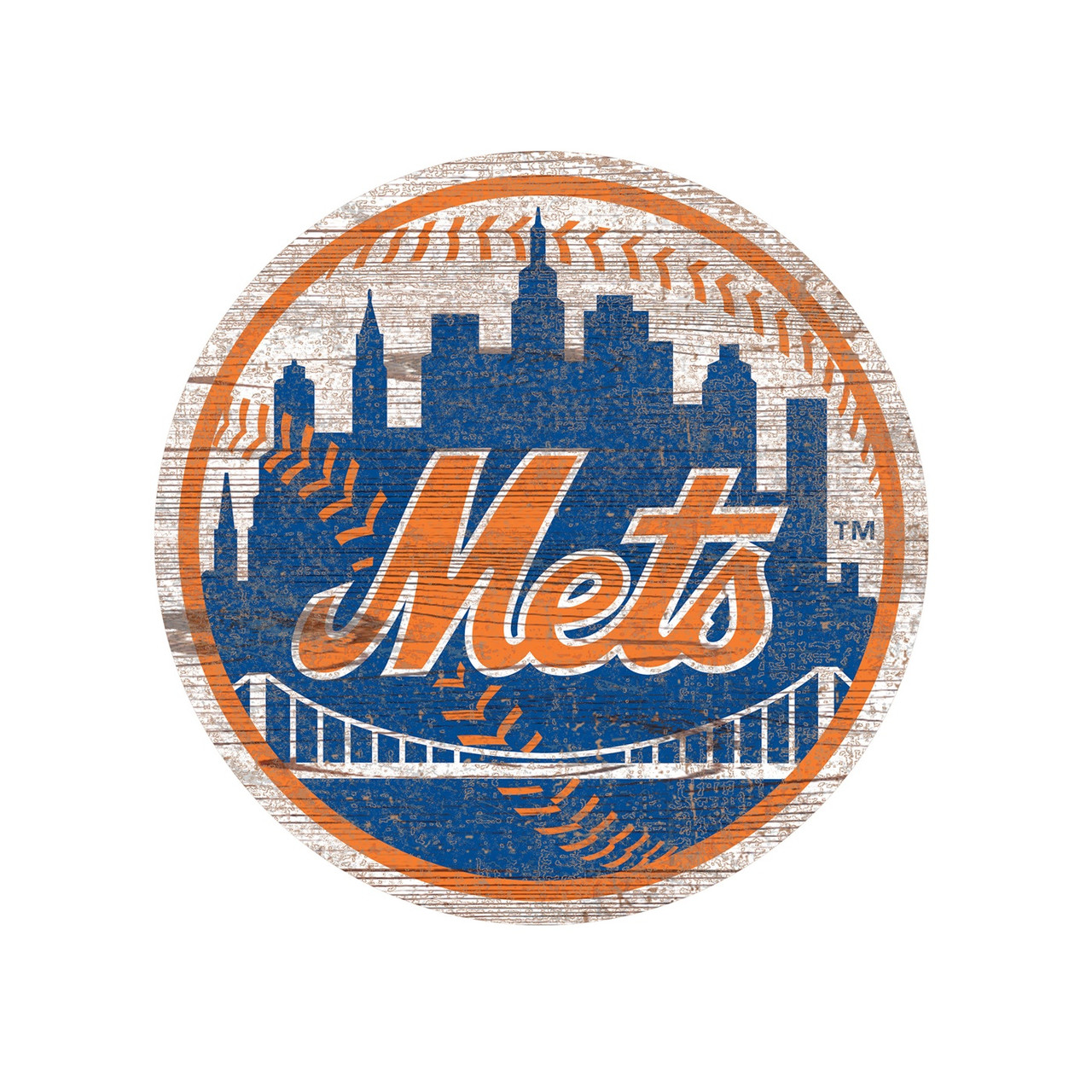 New York Mets Distressed Logo Cutout Sign - Sports Unlimited