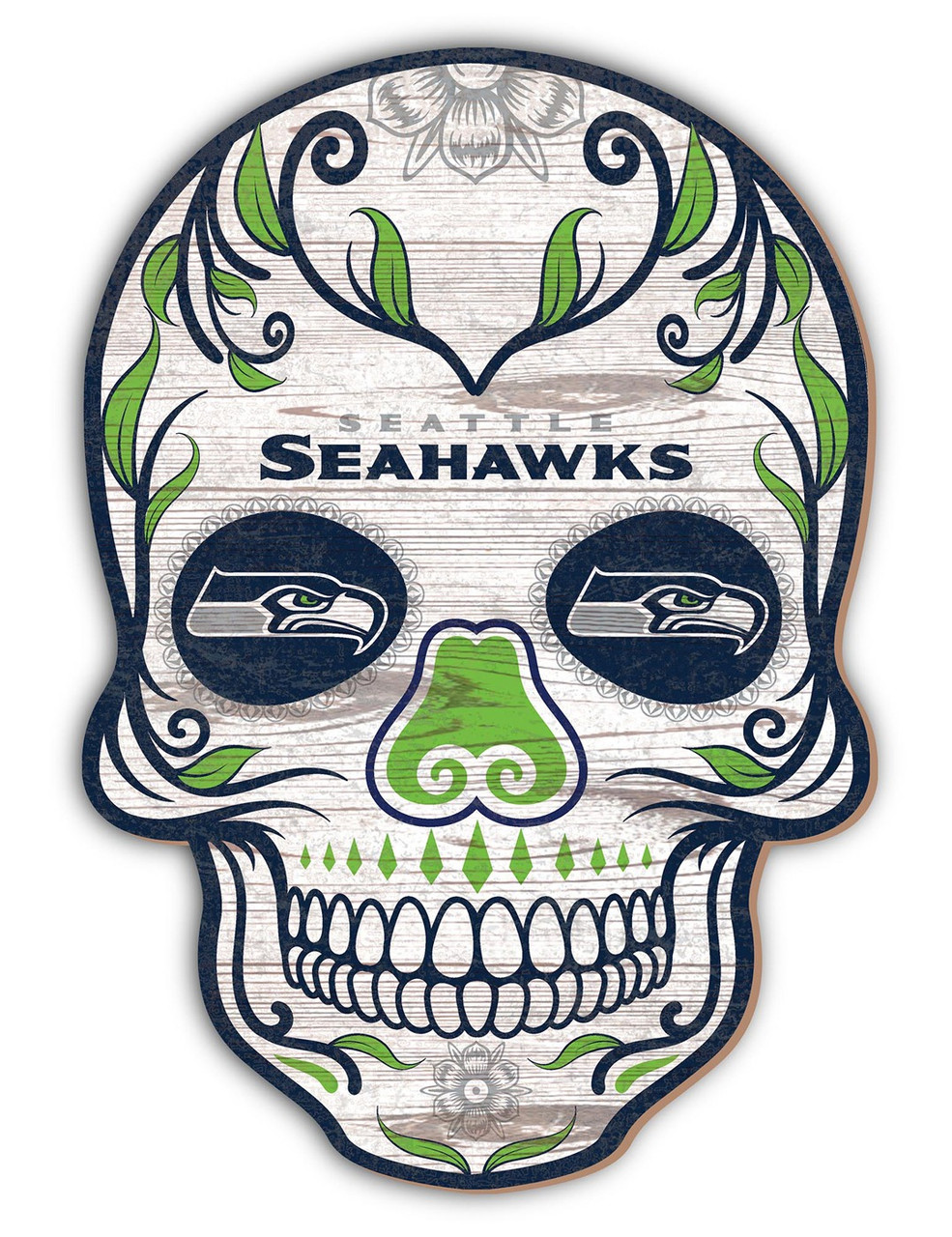 Seattle Seahawks 12" Sugar Skull Sign - Sports Unlimited