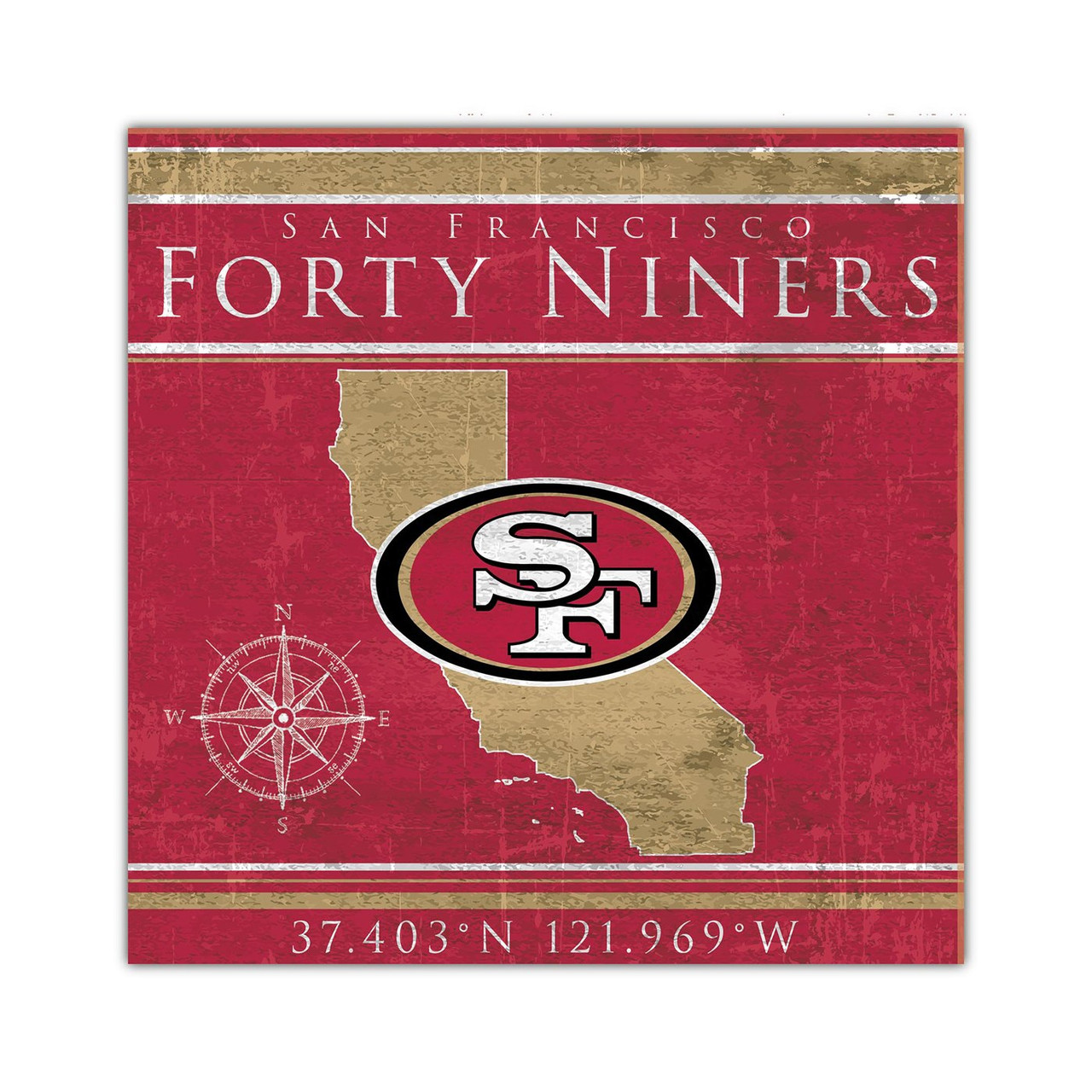 San Francisco 49ers Coordinates 10" x 10" Sign - Sports Unlimited