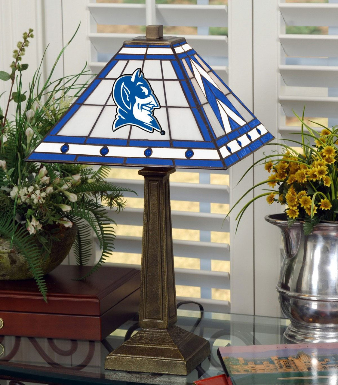 Duke Blue Devils Stained Glass Mission Table Lamp - Sports Unlimited