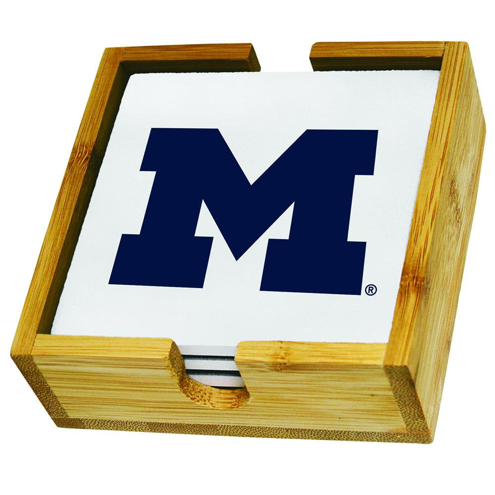 Michigan Wolverines Team Logo Square Coaster Set - Sports Unlimited