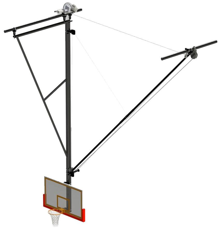 Porter Ceiling Suspended Side Fold, Side-Braced Backstop - Sports Unlimited