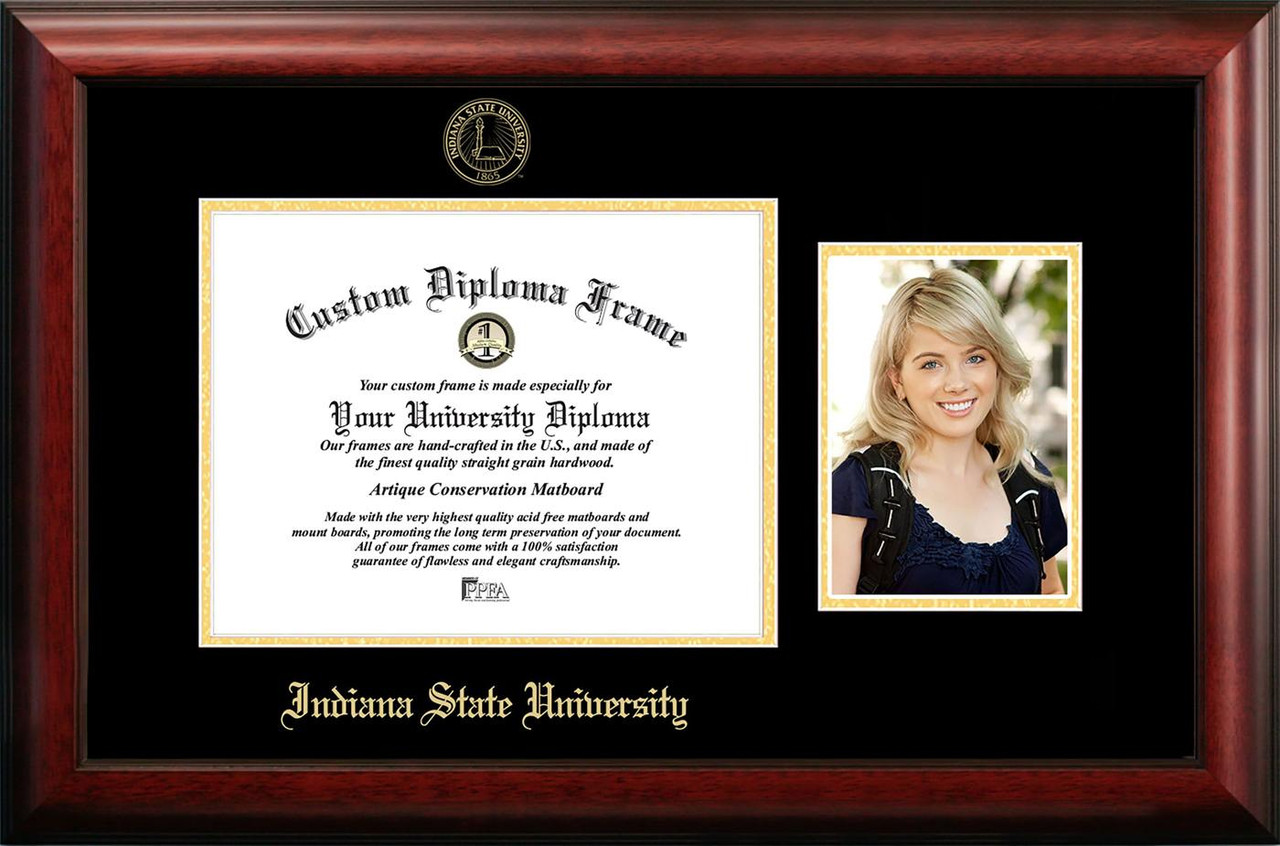 Indiana State Sycamores Gold Embossed Diploma Frame with Portrait ...