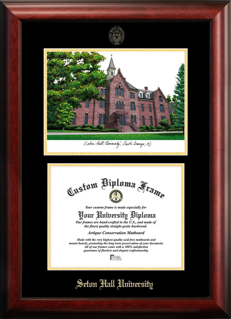 Seton Hall Pirates Gold Embossed Diploma Frame with Campus Images ...