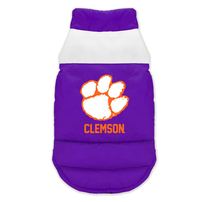 Clemson Tigers Pet Parka Puff Vest - Sports Unlimited