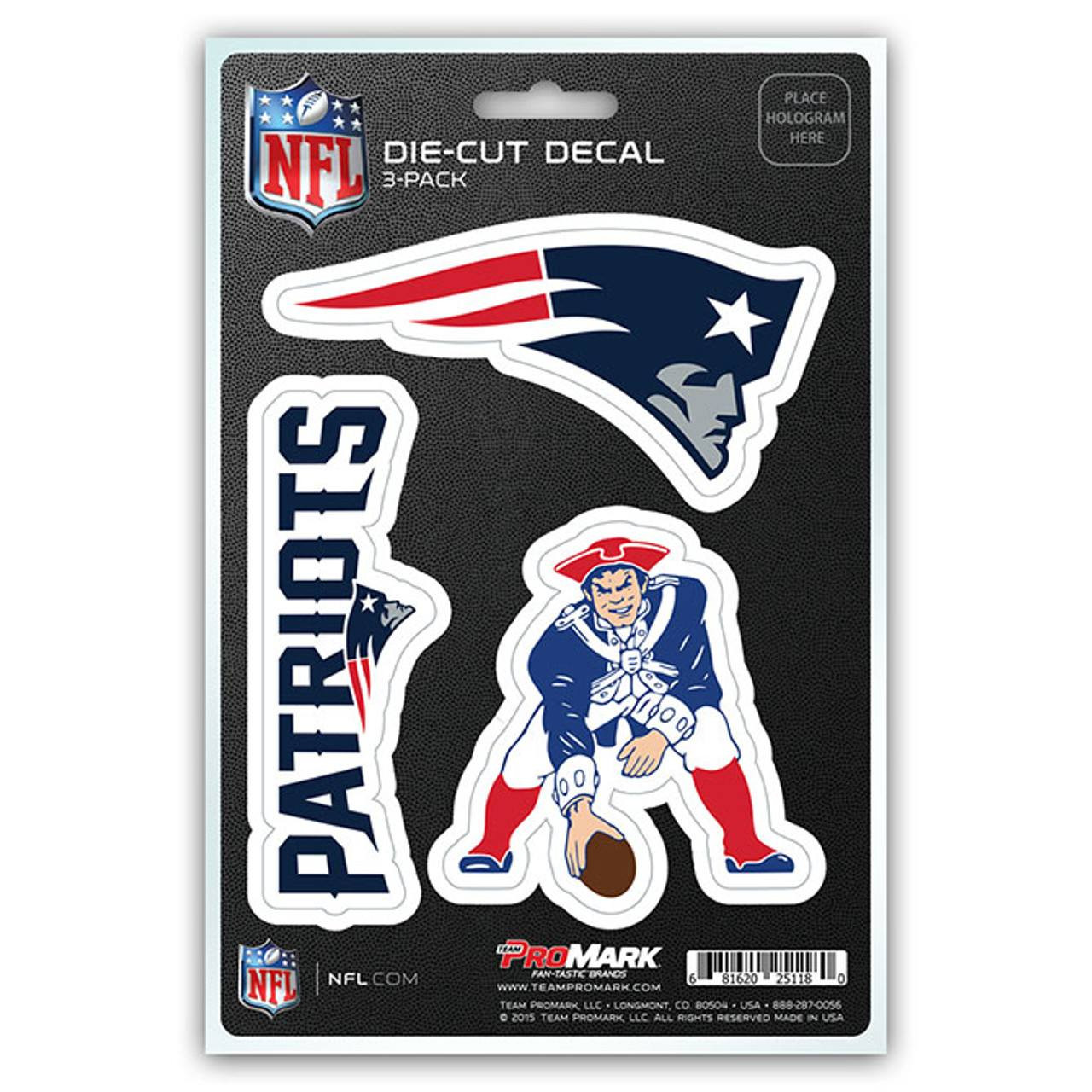 New England Patriots Die Cut Team Decal - 3 Pack - Sports Unlimited