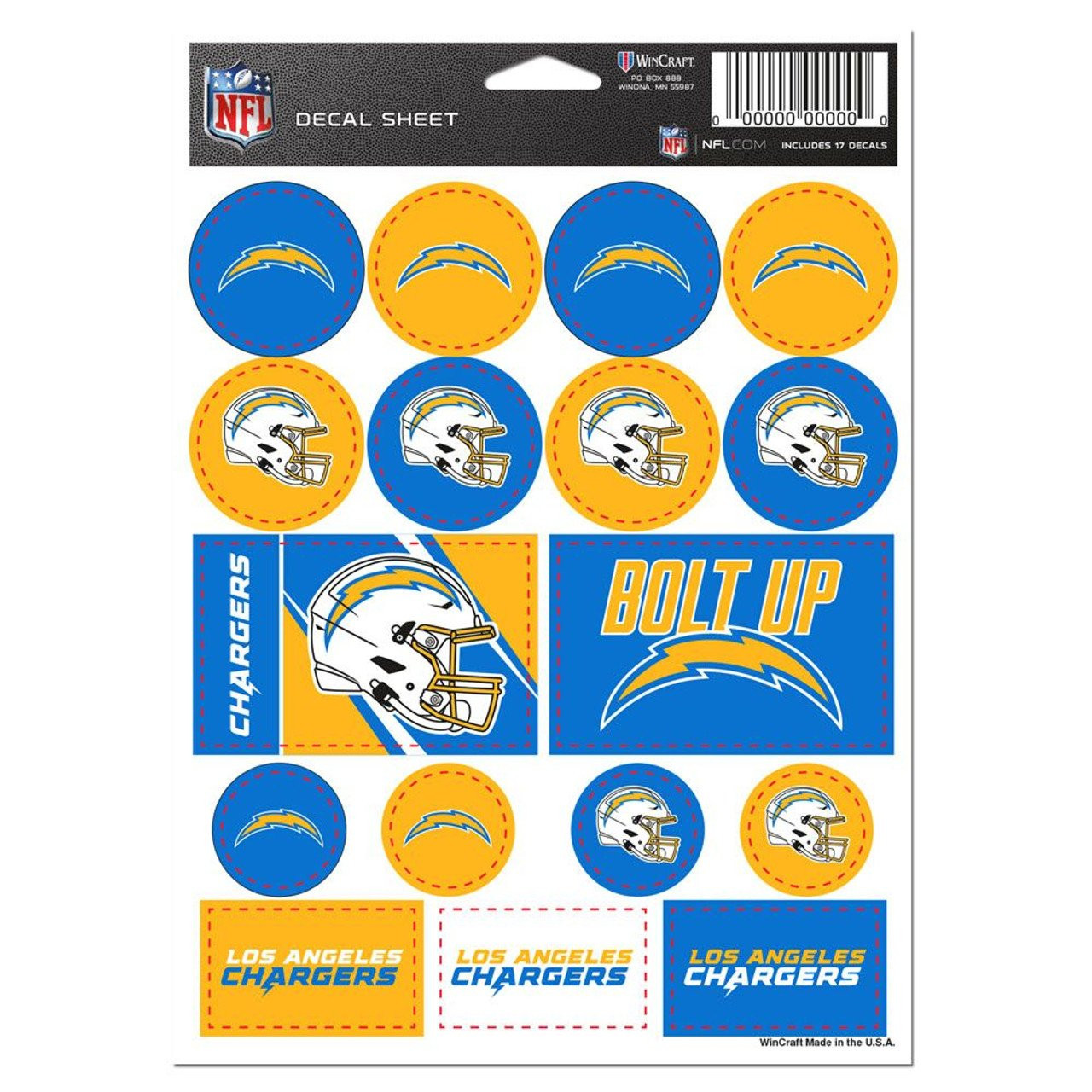 Los Angeles Chargers Vinyl Decal Sheet - Sports Unlimited
