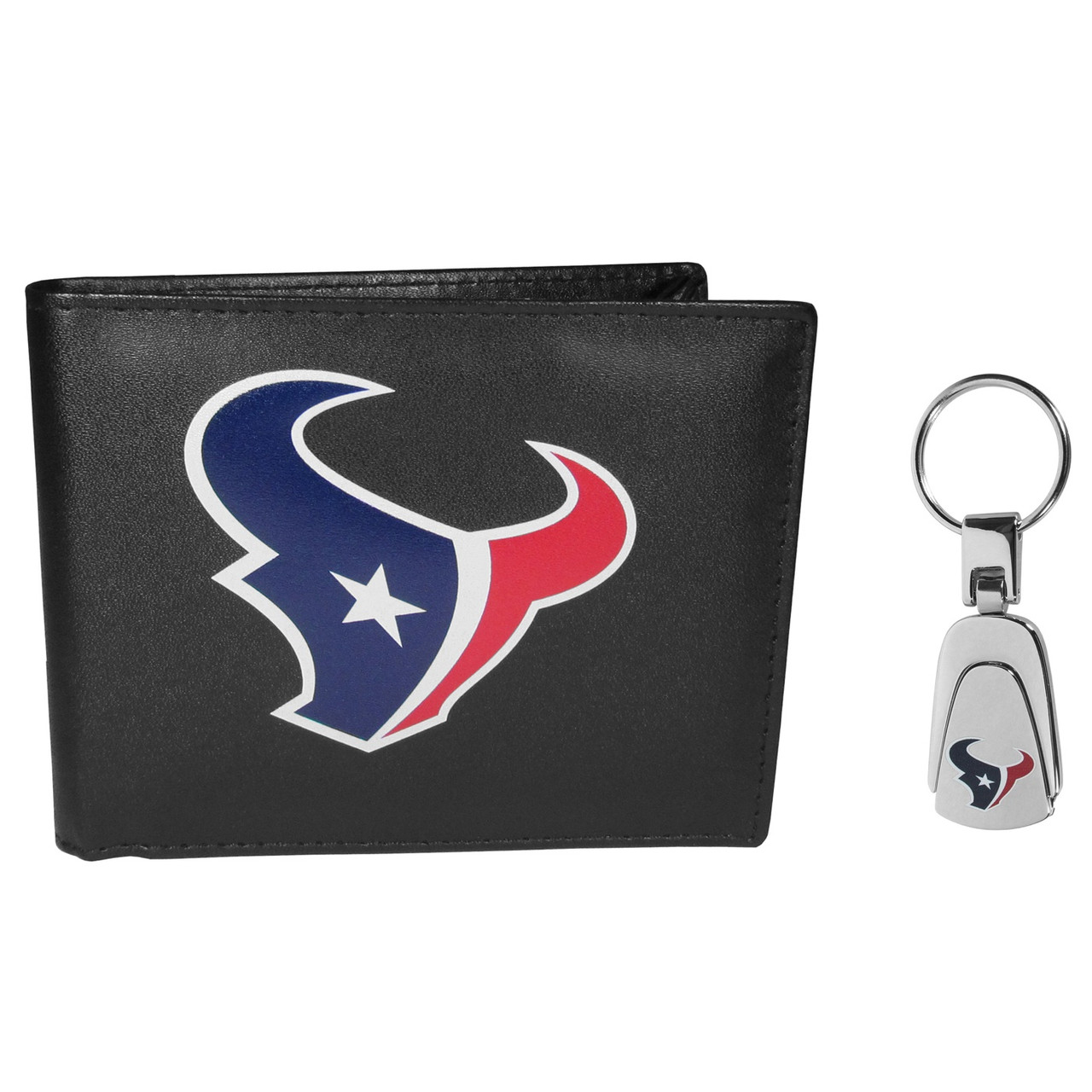 Houston Texans Bi-fold Wallet & Steel Key Chain - Sports Unlimited
