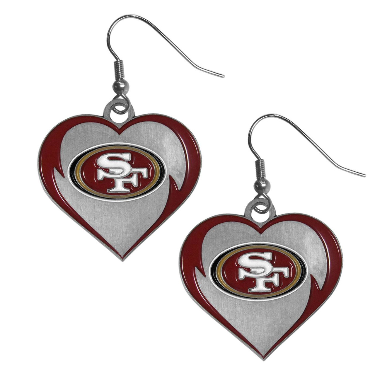 San Francisco 49ers Heart Dangle Earrings - Sports Unlimited