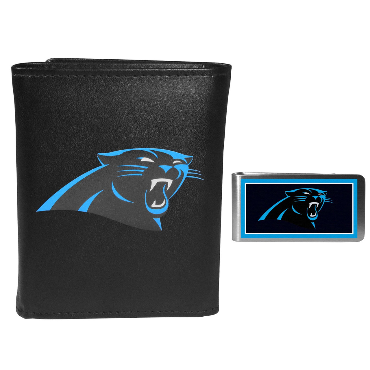 Carolina Panthers Leather Tri-fold Wallet & Color Money Clip - Sports ...