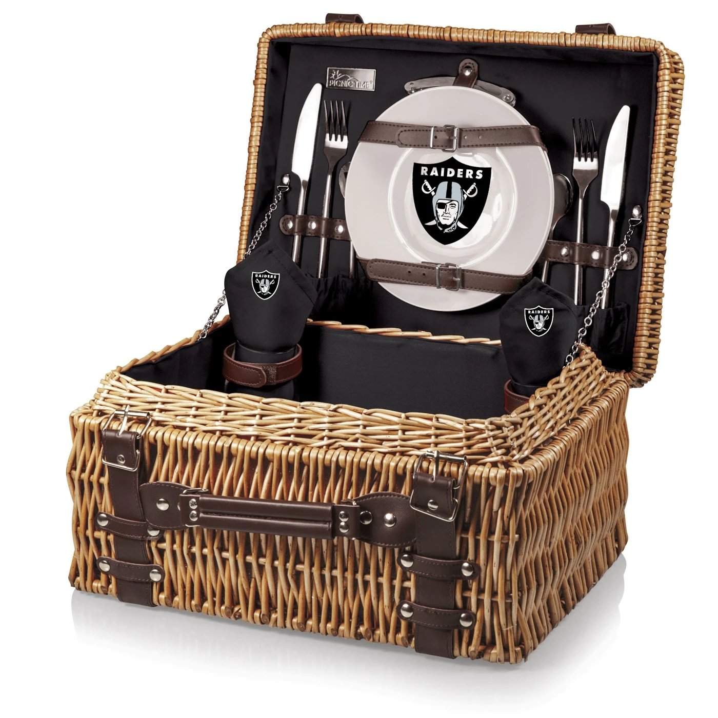 Las Vegas Raiders Black Picnic Table w/Umbrella - Sports Unlimited