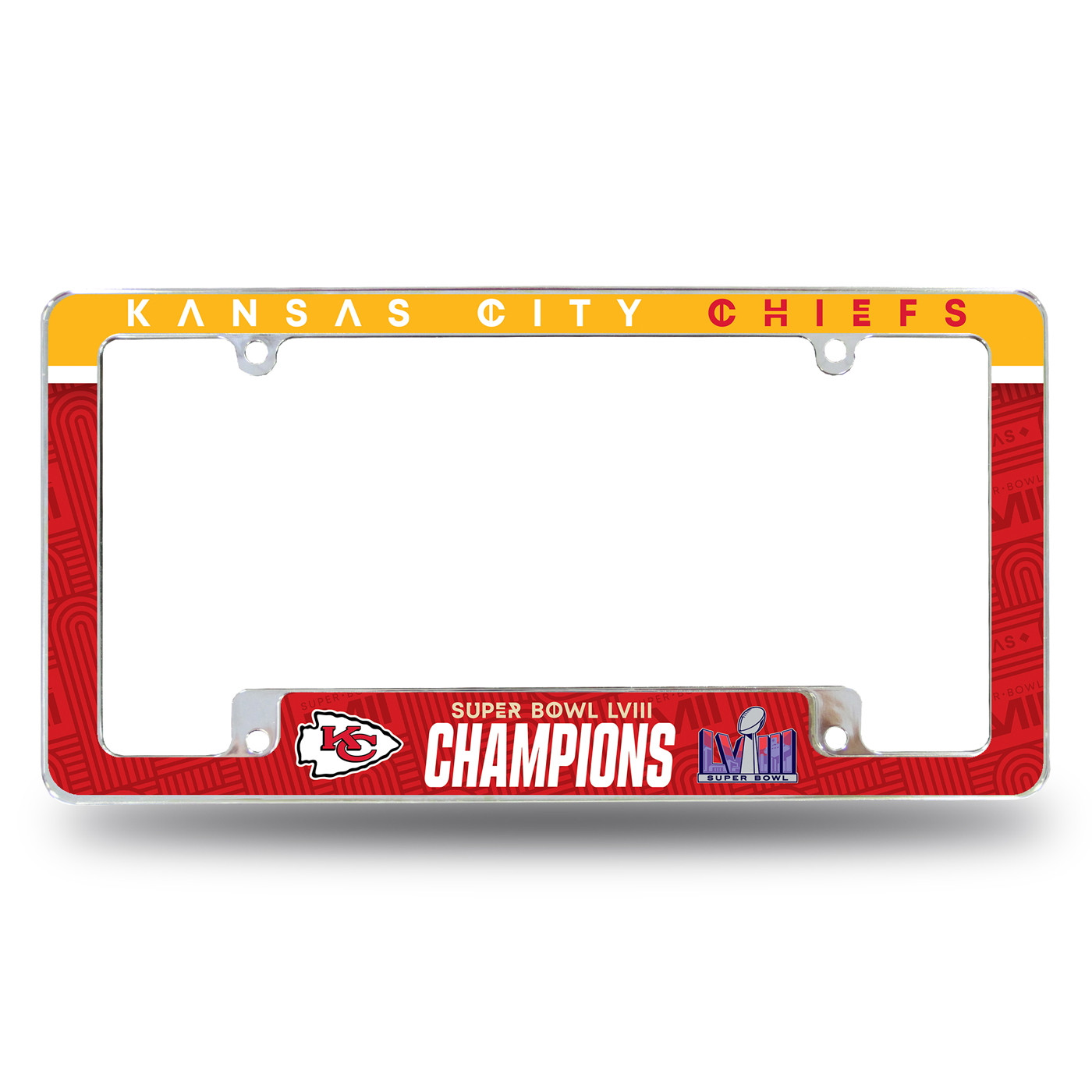 Kansas City Chiefs 2024 Super Bowl Champions All Over Chrome License ...