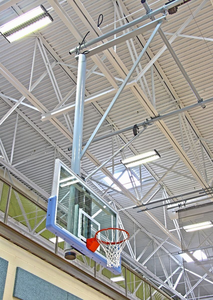 Porter Ceiling Suspended Side Fold, Side-Braced Backstop - Sports Unlimited
