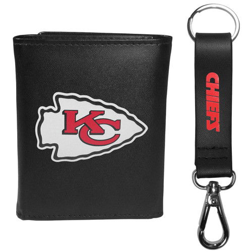 Kansas City Chiefs Tri-fold Wallet & Strap Key Chain - Sports Unlimited