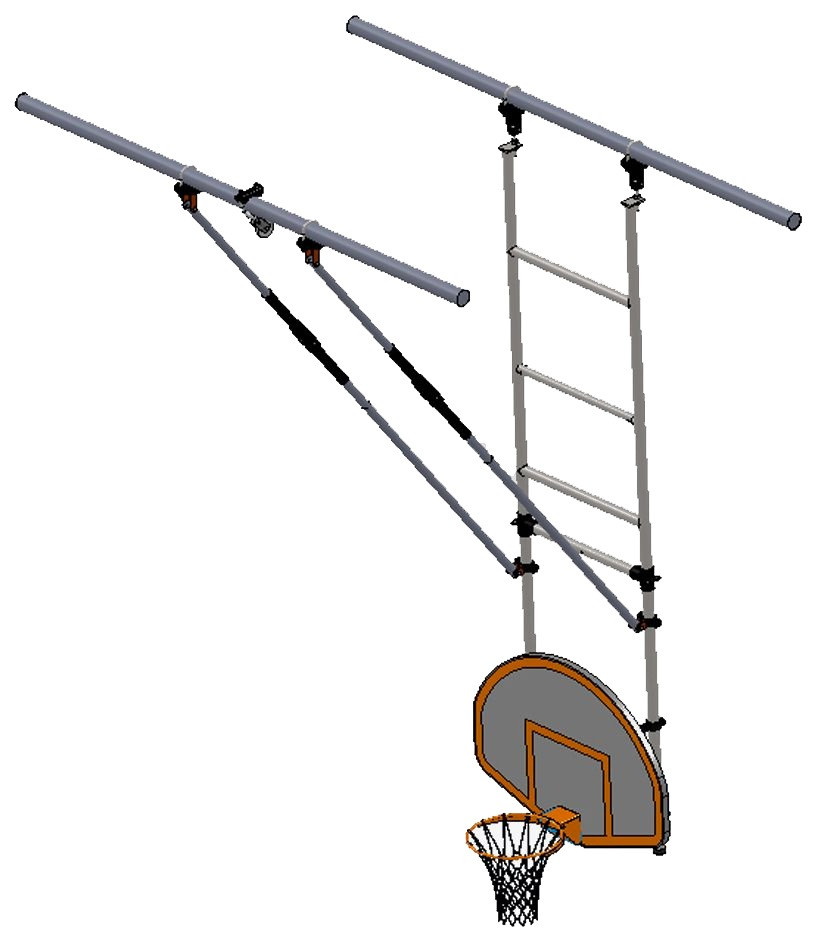 Gared Forward Fold / Front Braced Ceiling Suspended Basketball Backstop ...