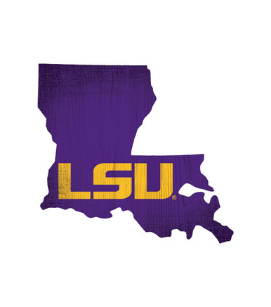 LSU Tigers 12" Team Color Logo State Sign - Sports Unlimited