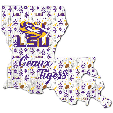 LSU Tigers 12" Floral State Sign - Sports Unlimited