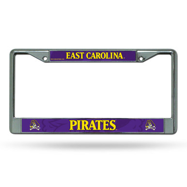East Carolina Pirates Silver Chrome License Plate Frame - Sports Unlimited