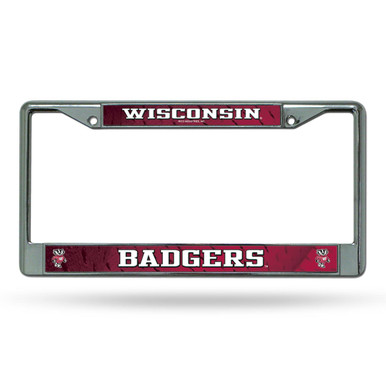Wisconsin Badgers Silver Chrome License Plate Frame - Sports Unlimited
