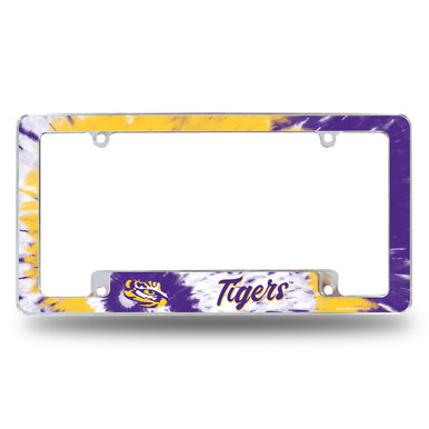 LSU Tigers Tie Dye Chrome License Plate Frame - Sports Unlimited