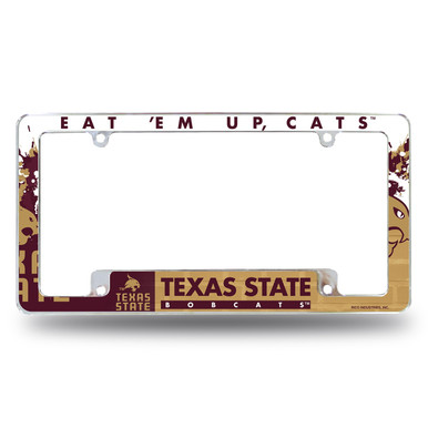 Texas State Bobcats All Over Chrome License Plate Frame - Sports Unlimited