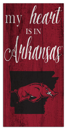 Arkansas Razorbacks My Heart State 6" x 12" Sign - Sports Unlimited