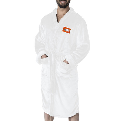 Oklahoma State Cowboys White Out Men's Silk Touch Robe - Sports Unlimited